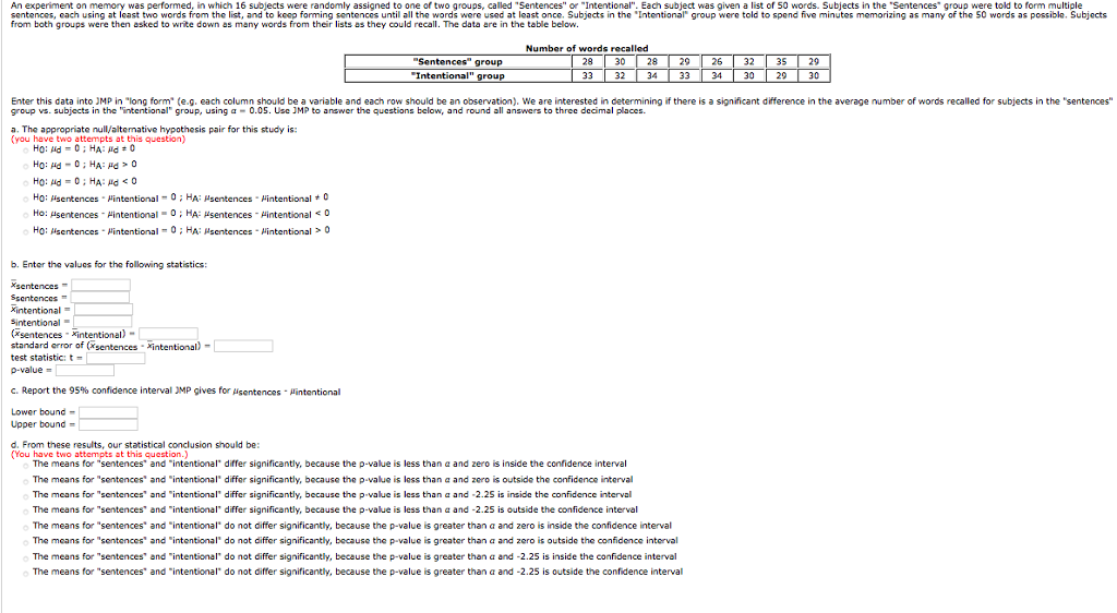 Solved An experiment on memory was performed, in which 16 | Chegg.com