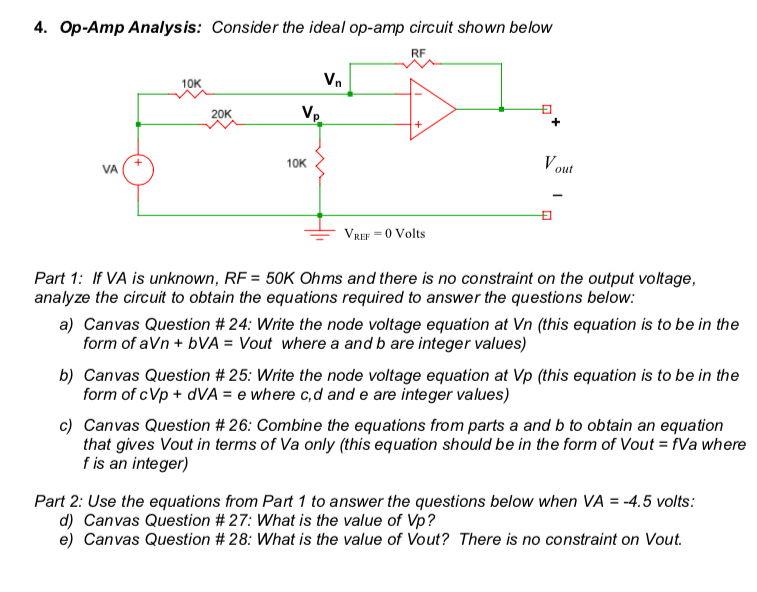 Solved 4. Op-Amp Analysis: Consider the ideal op-amp circuit | Chegg.com