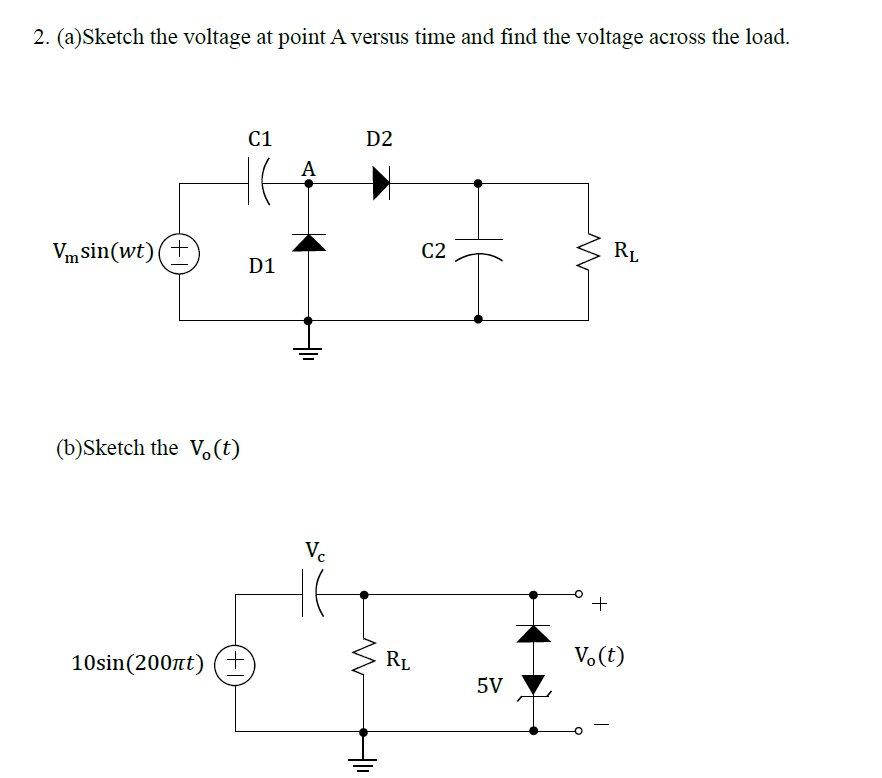 Solved 2. (a)Sketch the voltage at point A versus time and | Chegg.com