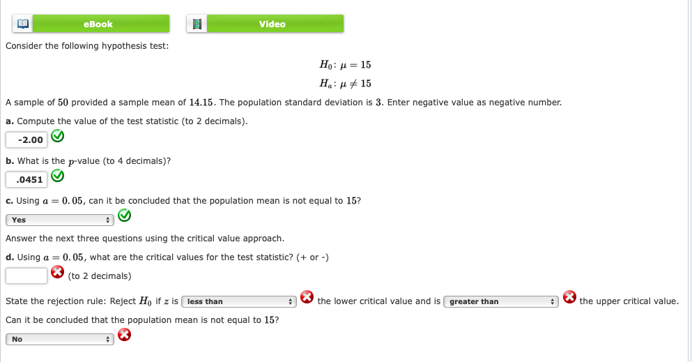 Solved Ebook Video Consider The Following Hypothesis Test