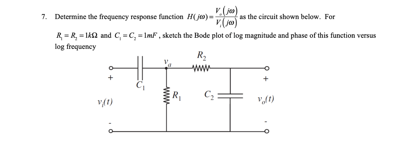 Solved 7. Determine the frequency response function | Chegg.com
