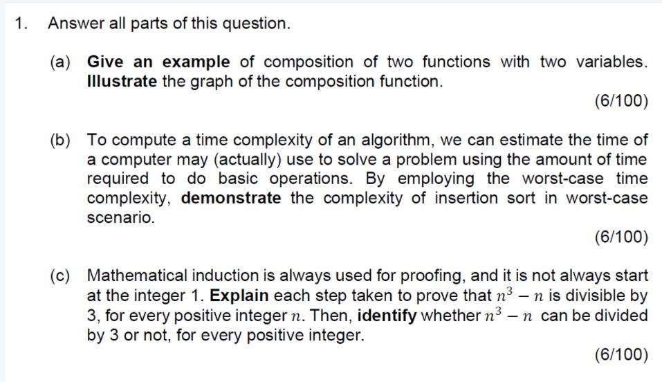 Solved 1. Answer all parts of this question. (a) Give an | Chegg.com