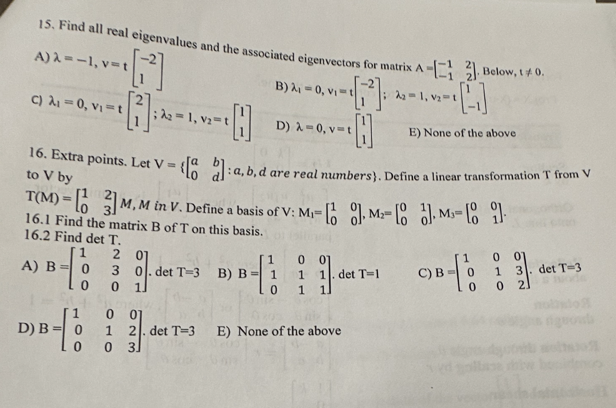 Solved 15. Find all real eigenvalues and the associated | Chegg.com
