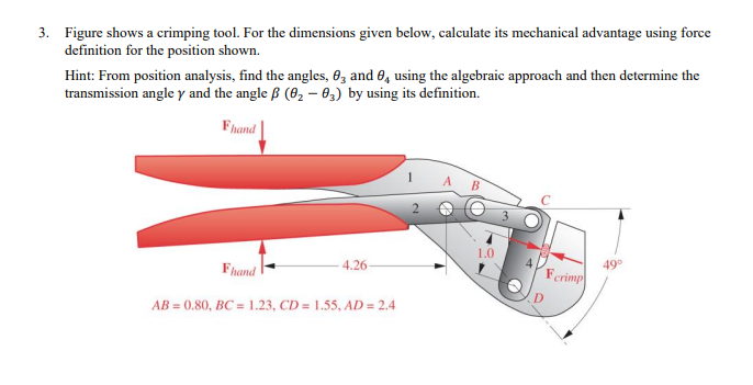 Solved 3. Figure shows a crimping tool. For the dimensions | Chegg.com