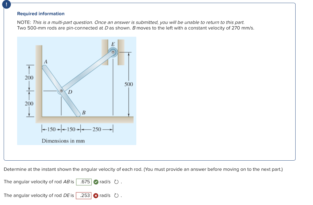 Solved Determine the angular velocity of rod DE and the | Chegg.com