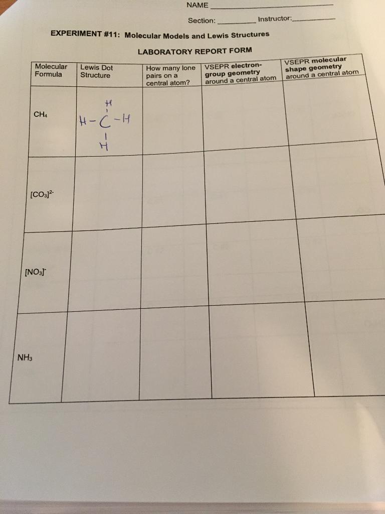 Solved NAME Section: Instructor: EXPERIMENT #11: Molecular | Chegg.com