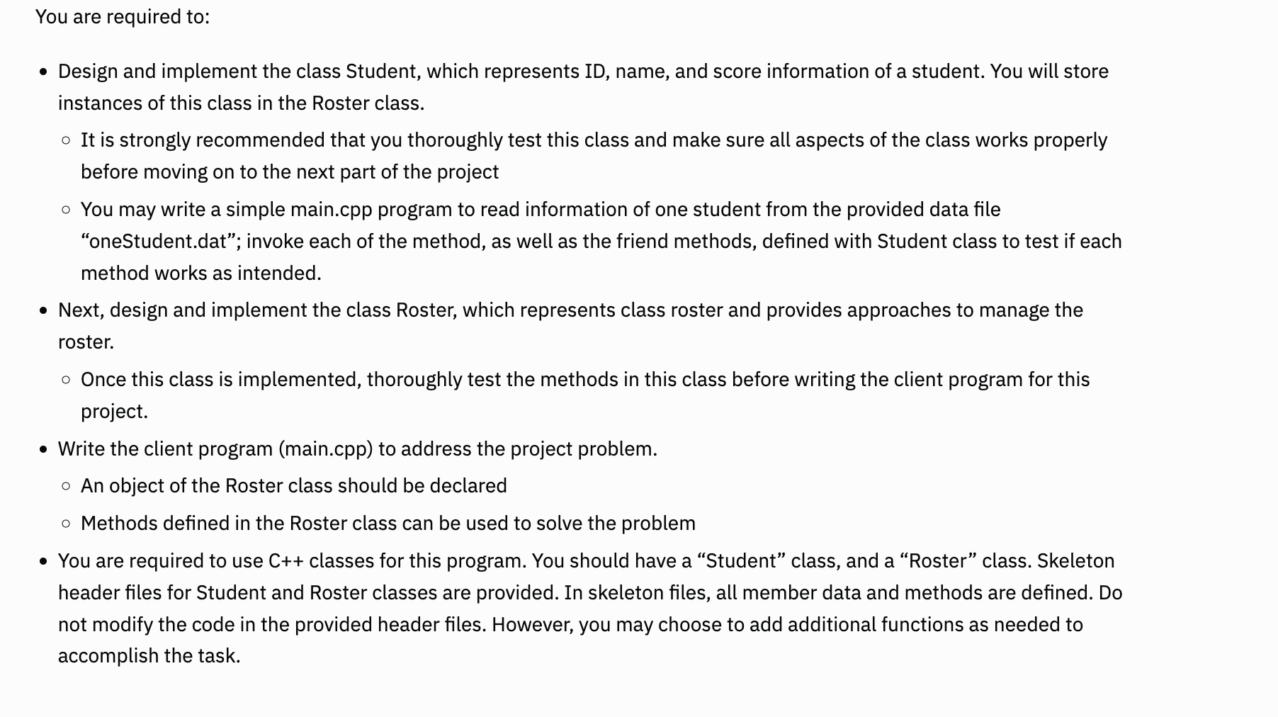 Solved * File: Roster.h * Purpose: This file gives the full | Chegg.com