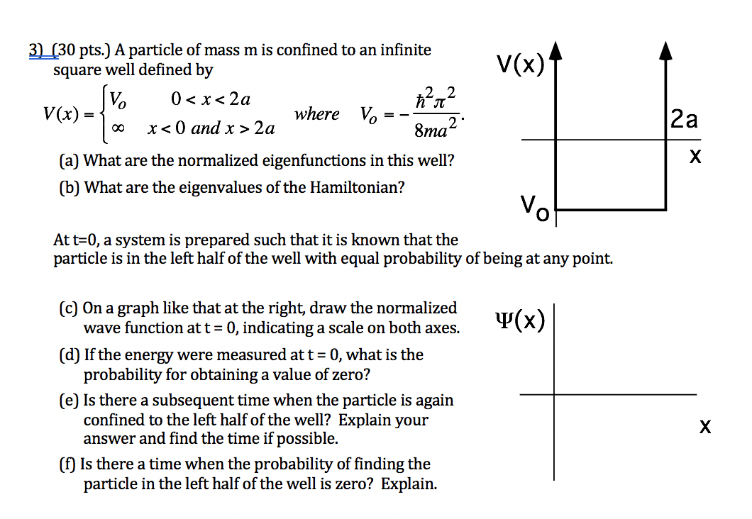 Solved - V(x) 3) (30 pts.) A particle of mass m is confined | Chegg.com