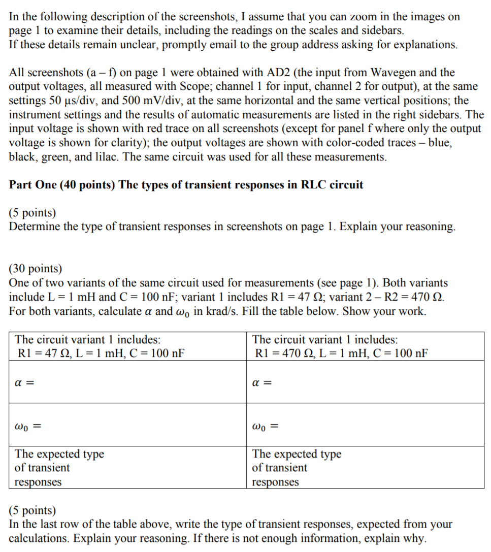 In a series RLC circuit, one can measure four output | Chegg.com