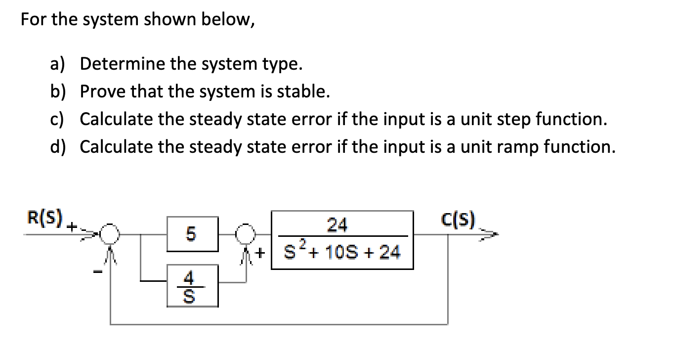 Solved For the system shown below, a) Determine the system | Chegg.com
