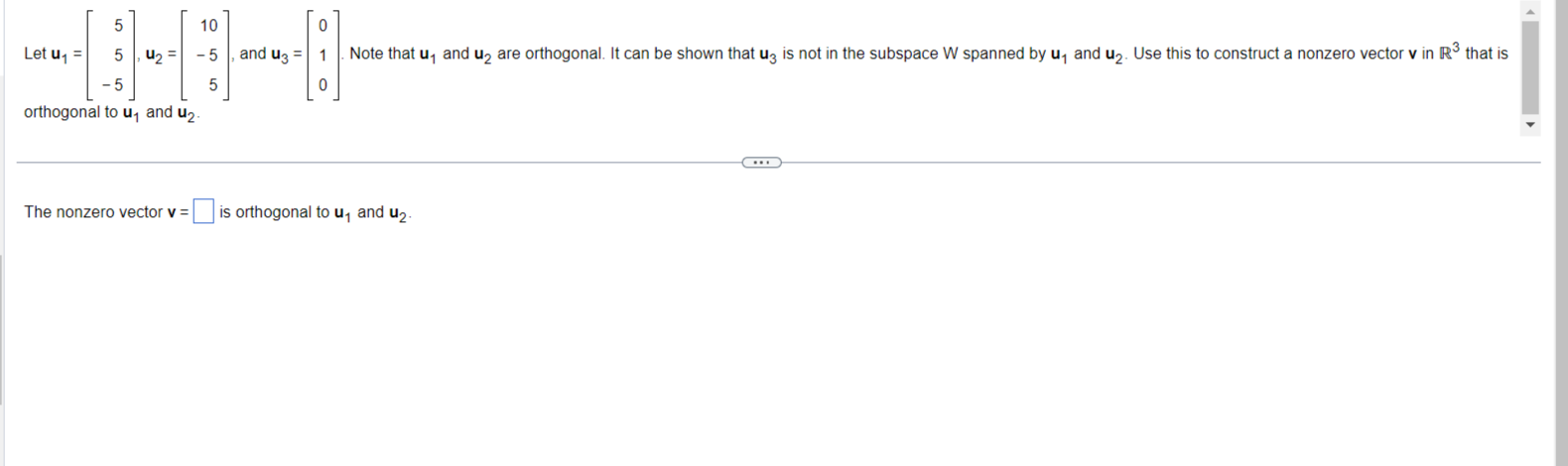 Solved orthogonal to u1 ﻿and u2.The nonzero vector v=, ﻿is | Chegg.com