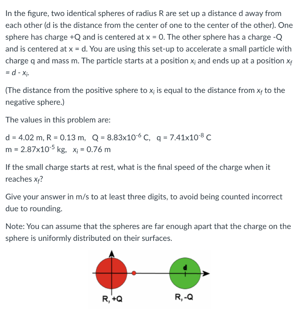 Solved In the figure, two identical spheres of radius R are | Chegg.com