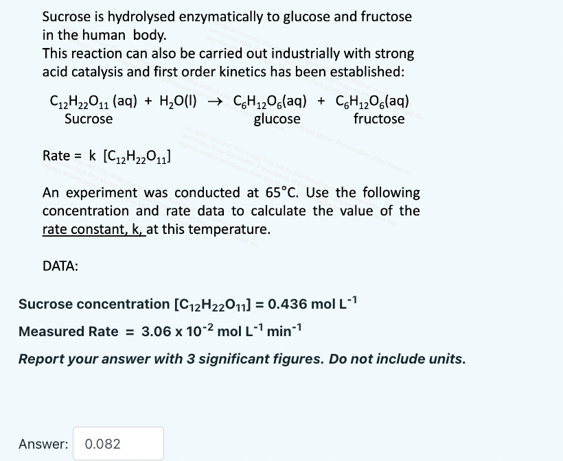 Solved Sucrose is hydrolysed enzymatically to glucose and | Chegg.com