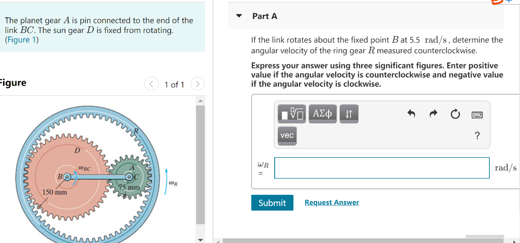 Solved Part A The planet gear A is pin connected to the end | Chegg.com