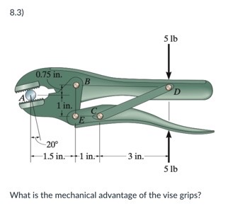 Solved What is the mechanical advantage of the vise grips? | Chegg.com
