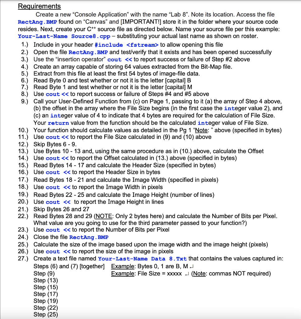 n. a. Open this Bit-Map file for reading in the | Chegg.com