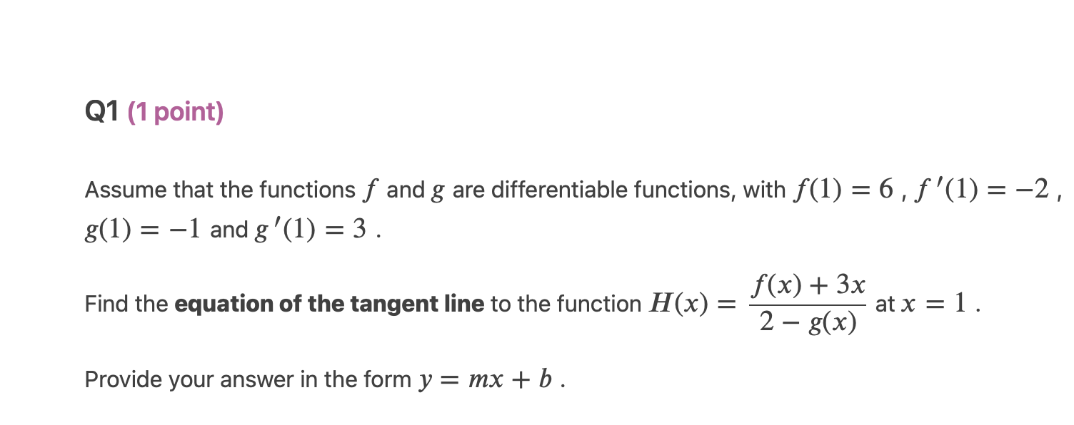 Solved Assume that the functions f and g are differentiable | Chegg.com