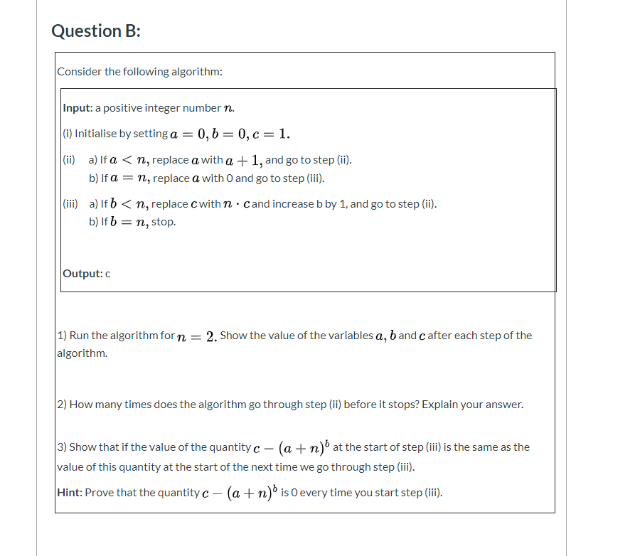 Solved Question B Consider The Following Algorithm Input 6605