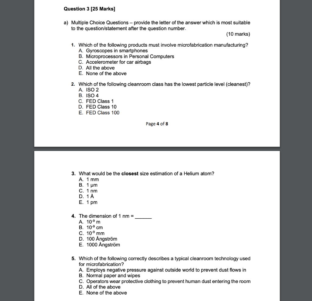 Solved Question 3 [25 Marks] a) Multiple Choice Questions - | Chegg.com