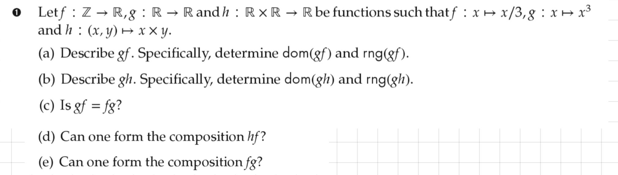 Solved 0 Letf : Z →R,g: R → Randh : RXR → Rbe functions such | Chegg.com