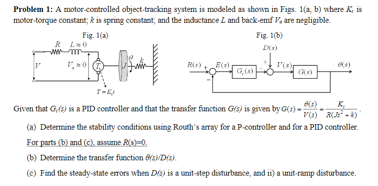 Solved Problem 1: A motor-controlled object-tracking system | Chegg.com