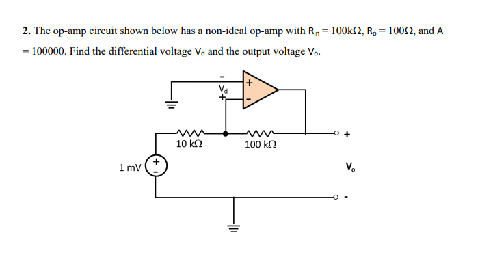 Solved 2. The op-amp circuit shown below has a non-ideal | Chegg.com