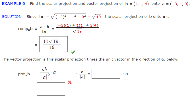 Solved EXAMPLE 6 Find the scalar projection and vector | Chegg.com