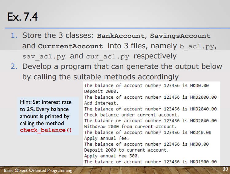 Solved 1. Store the 3 classes: BankAccount, SavingsAccount | Chegg.com
