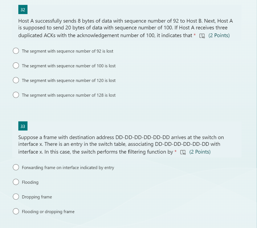 Solved Host A Successfully Sends 8 Bytes Of Data With 