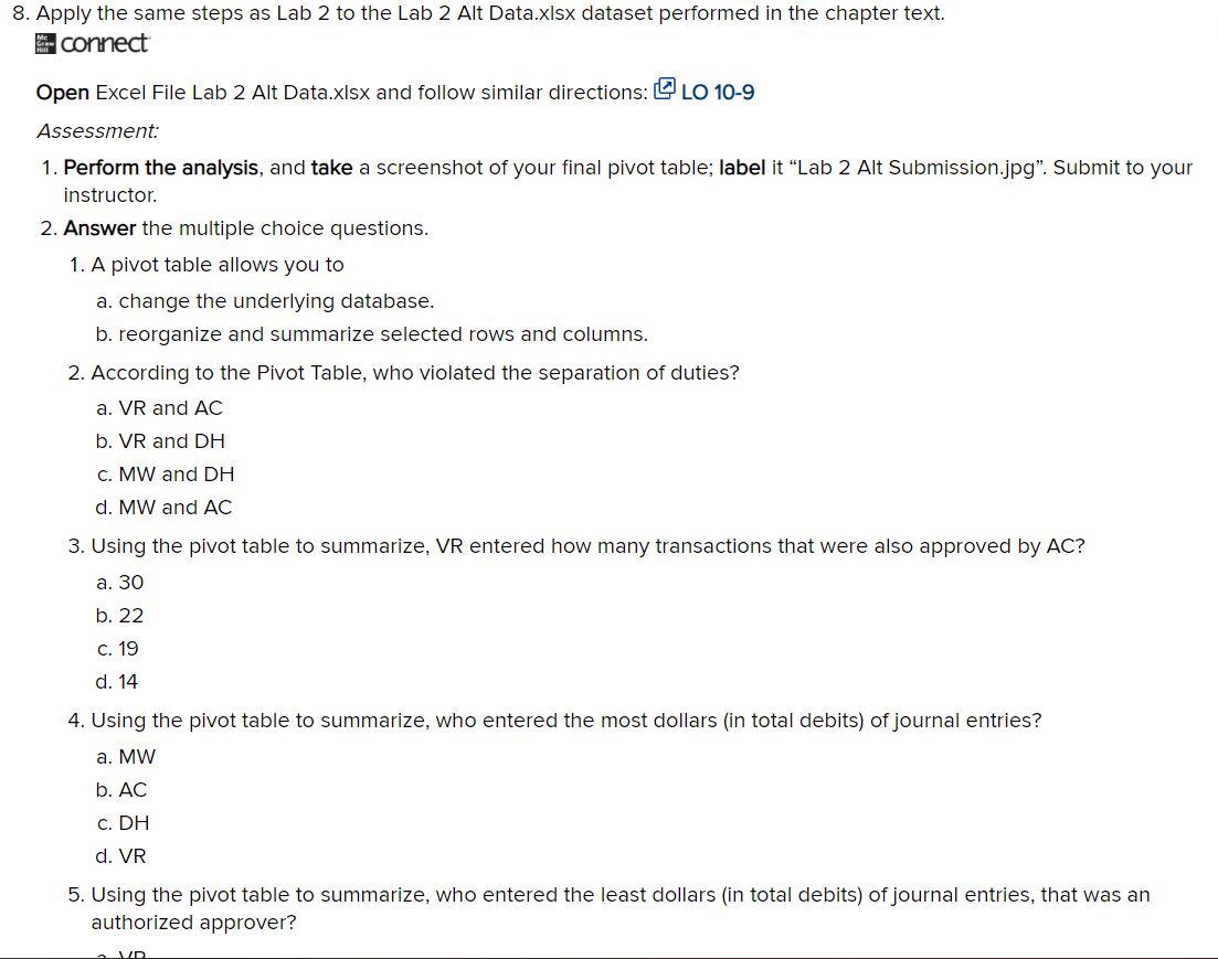 8. Apply the same steps as Lab 2 to the Lab 2 Alt | Chegg.com