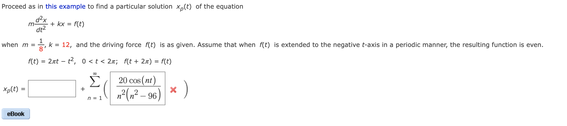 Solved Proceed as in this example to find a particular | Chegg.com