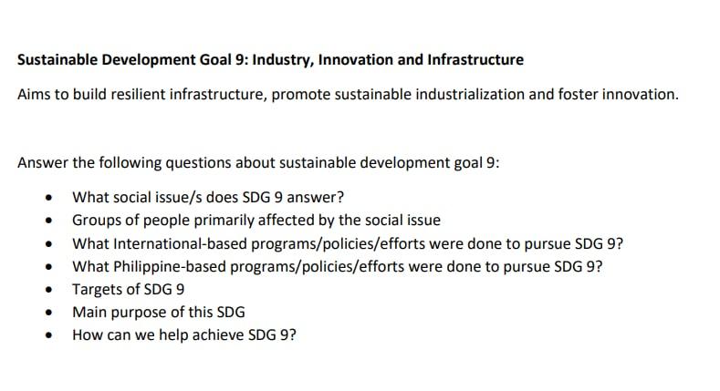 Sustainable Development Goal 9: Industry, Innovation | Chegg.com