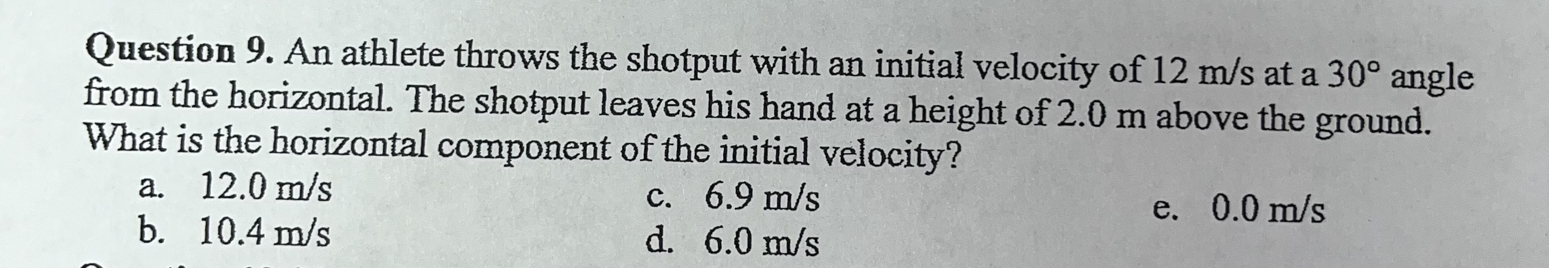 Solved Question 9. An ﻿athlete throws the shotput with an | Chegg.com