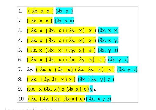 Question 4 (Beta reduction and alpha renaming). For | Chegg.com