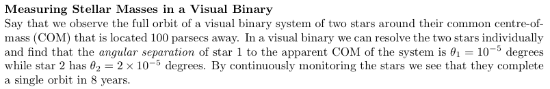 Solved Measuring Stellar Masses in a Visual Binary Say that | Chegg.com