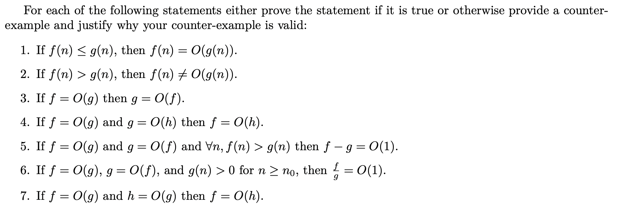 Solved For each of the following statements either prove the | Chegg.com