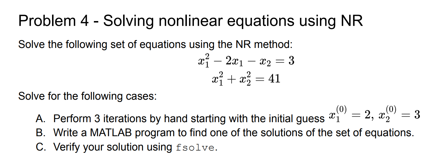 Solved Problem 4 Solving Nonlinear Equations Using Nr