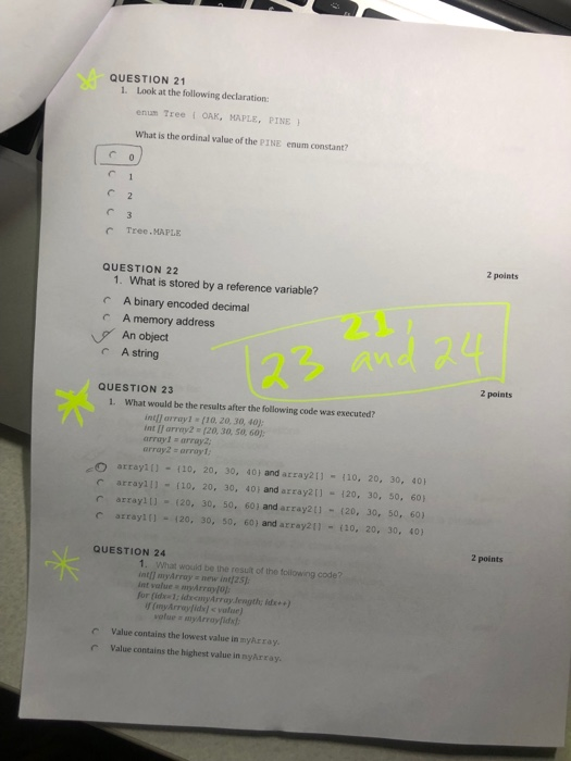 Solved QUESTION 21 Look at the following declaration 1. enum | Chegg.com