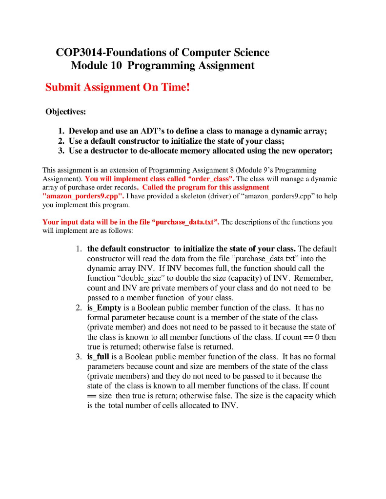 COP3014-Foundations of Computer Science Module 10 | Chegg.com