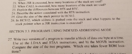 21. When JSR is executed, how many locations of the | Chegg.com