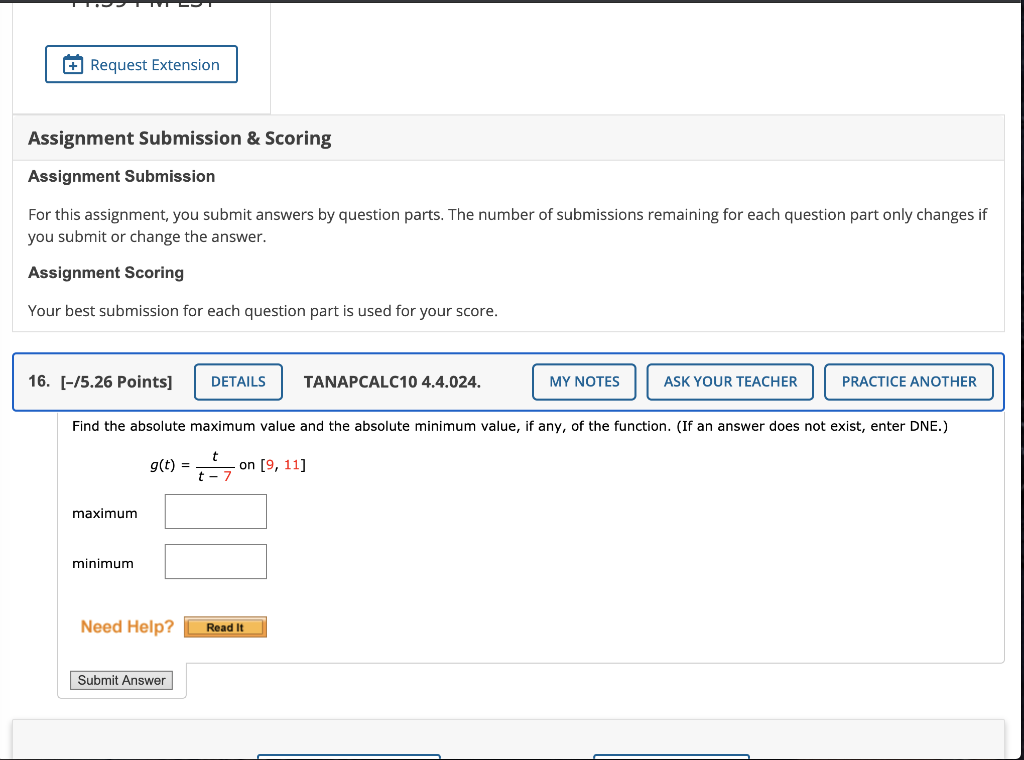 Solved Request Extension Assignment Submission & Scoring | Chegg.com