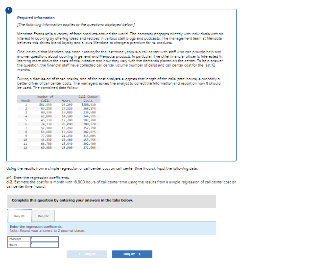 Solved d-1. ﻿Enter the regression coefficients.d-2. | Chegg.com