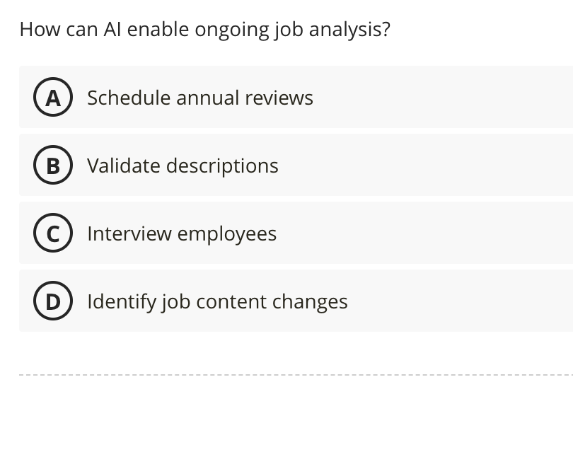 Solved How can Al enable ongoing job analysis?(A) ﻿Schedule | Chegg.com