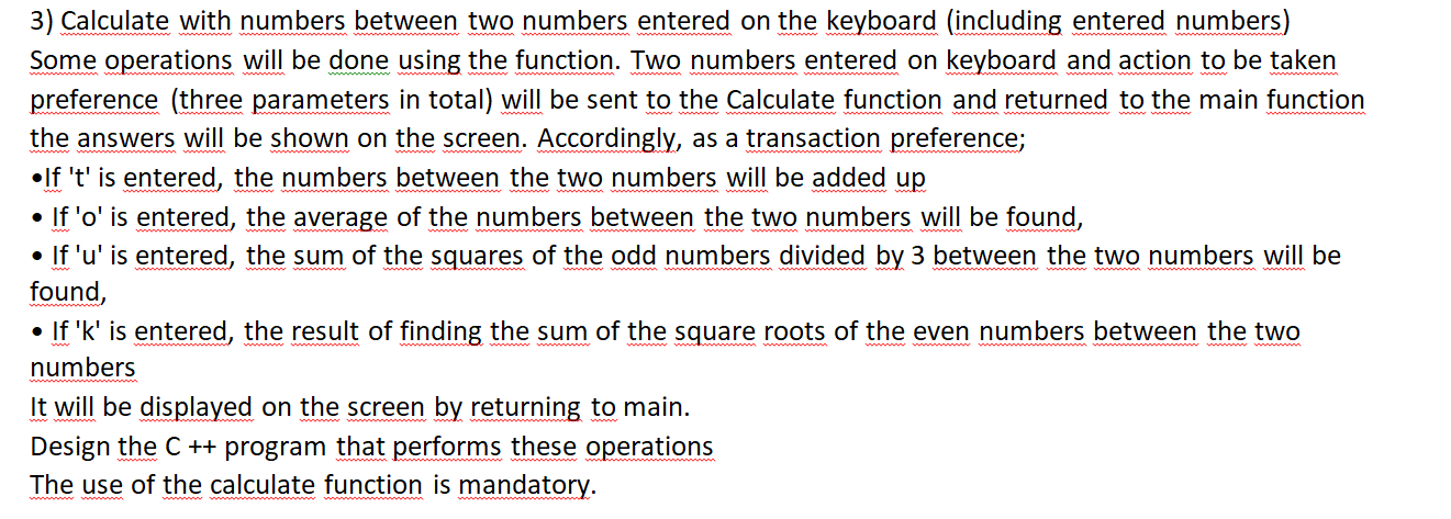 Solved 3) Calculate with numbers between two numbers entered | Chegg.com
