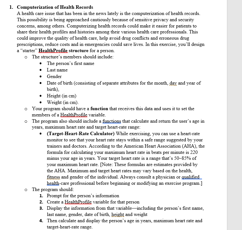 Solved 1. Computerization of Health Records A health care | Chegg.com