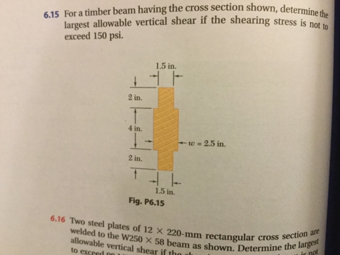 Solved For a timber beam having the cross section shown, | Chegg.com