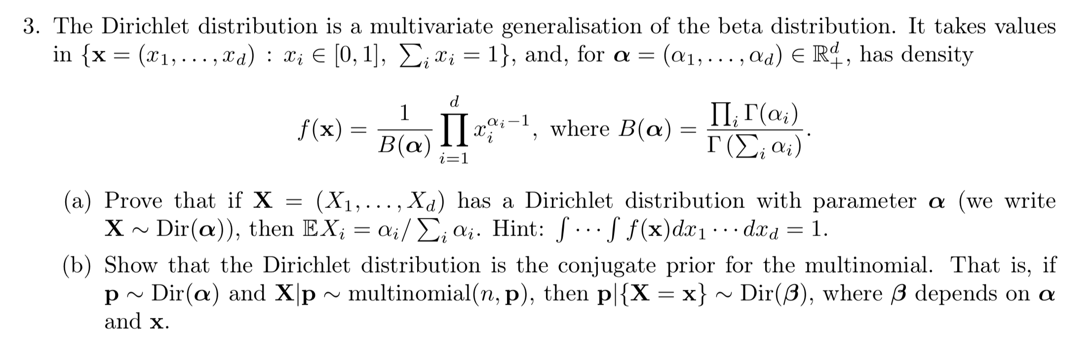 3. The Dirichlet distribution is a multivariate | Chegg.com