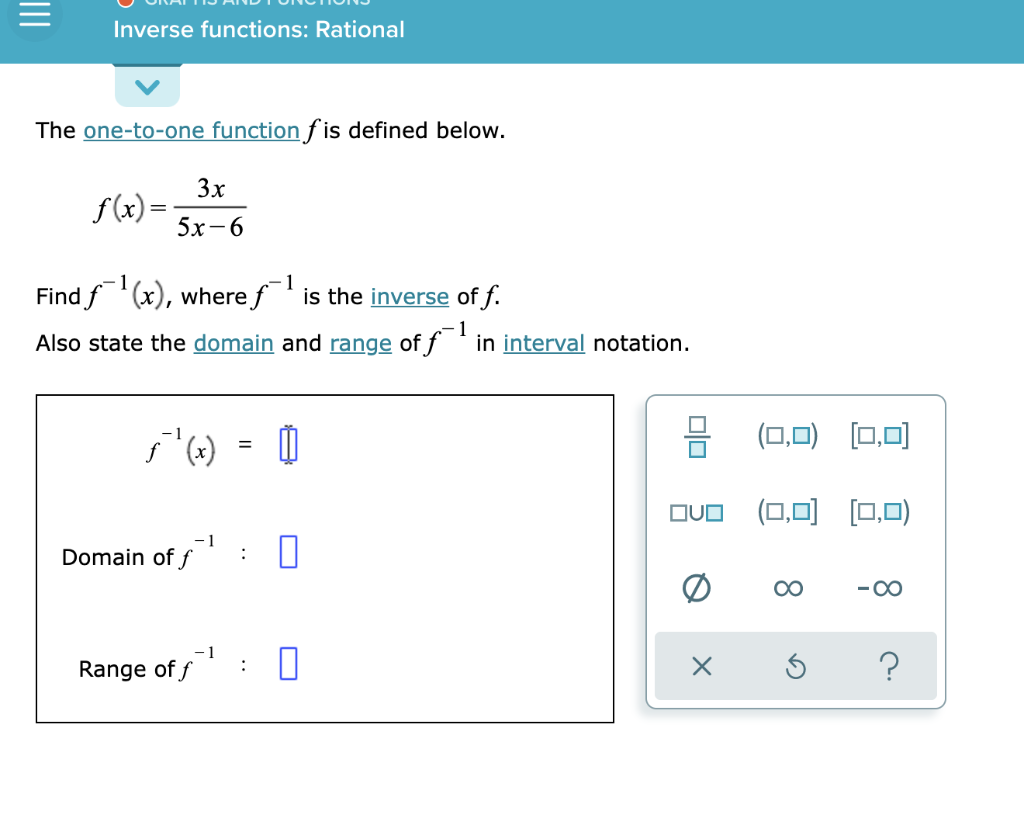 Solved Inverse functions: Rational The one-to-one function f | Chegg.com