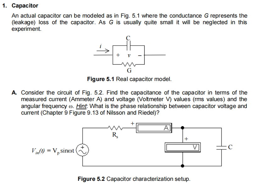 Solved Capacitor An actual capacitor can be modeled as in | Chegg.com