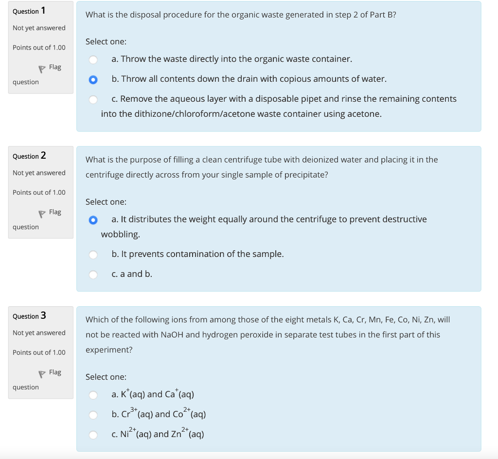 Question 1 What is the disposal procedure for the | Chegg.com